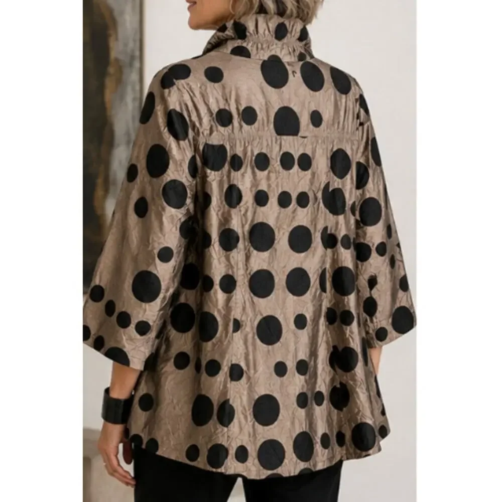 Yushi | Jackets & Coats | Yushi Usa Crinkle Polka Dot Swing Jacket ...
